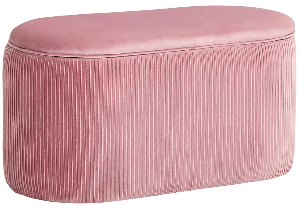 Lavice HOMCOM Růžová čalouněná lavice s úložným prostorem ve francouzském stylu, elegantní sametový potah, 81x40x41cm do předsíně a obývacího pokoje …