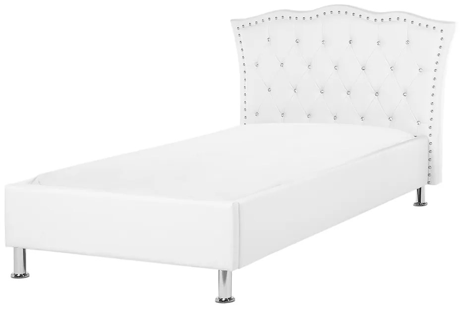 Bílá kožená postel 90x200 cm - METZ