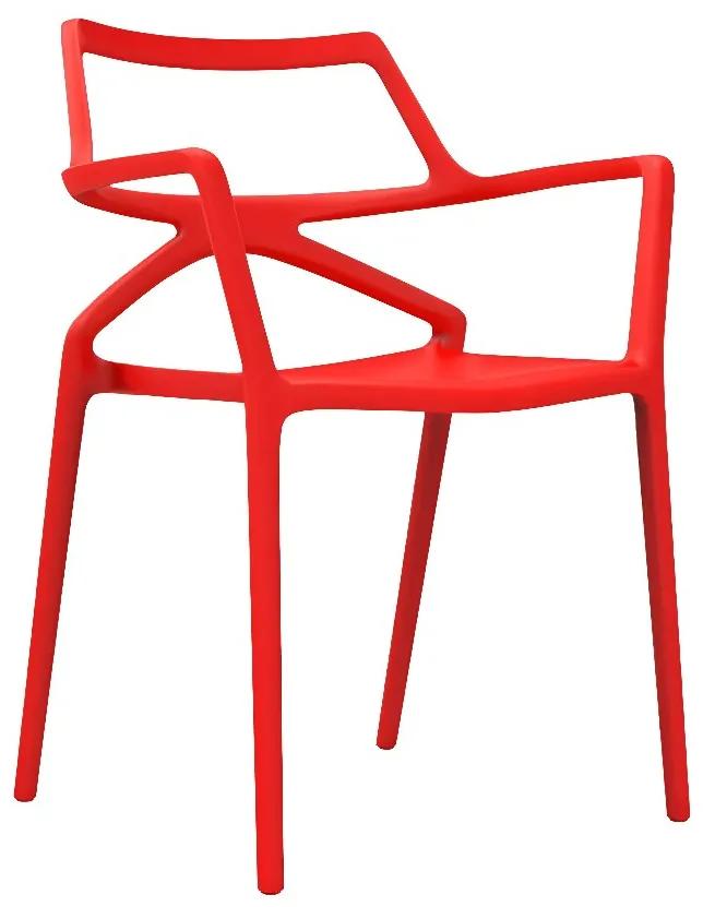 OnaDnes -20% VONDOM Červená plastová jídelní židle DELTA s područkami