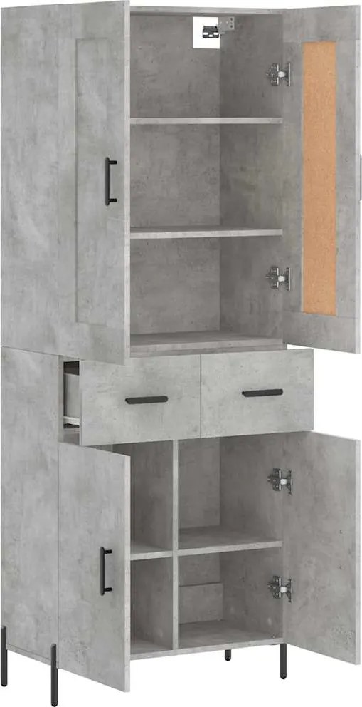 Skříň highboard betonově šedá 69,5x34x180 cm kompozitní dřevo 3199885
