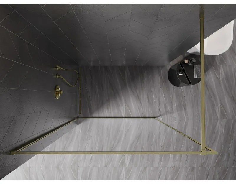 Mexen, Mexen Kioto-XF sprchová stěna s rámem 70 x 202 cm, průhledná 10 mm, broušené zlato - 800-070-104-55-00-X