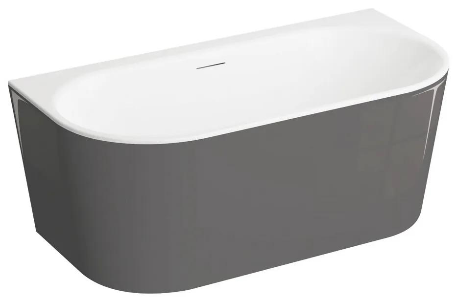 Polimat Akrylátová volně stojící vana ke stěně Sola 150x75 Barva: Bílá/černá mat, Rozměry (cm): 150x75