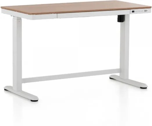 Výškově nastavitelný stůl OfficeTech 2, 120 x 60 cm dub / bílá