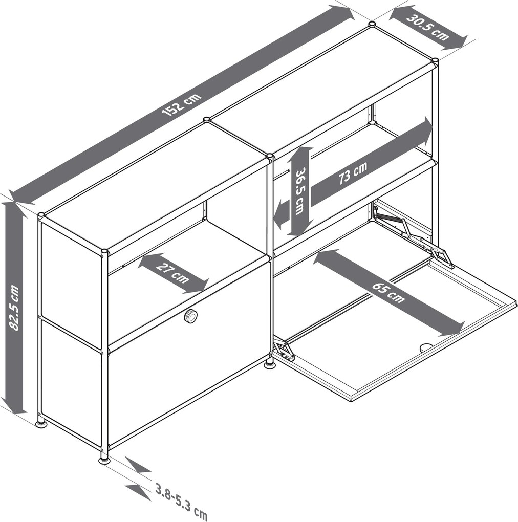 Tchibo - Kovová odkládací skříňka »Cn3 Slim Line« se 2 přemístitelnými výklopnými dvířky - barva: bílá