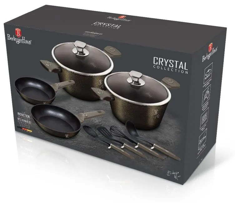 BERLINGERHAUS Sada nádobí s titanovým povrchem 10 ks Crystal Collection BH-7773