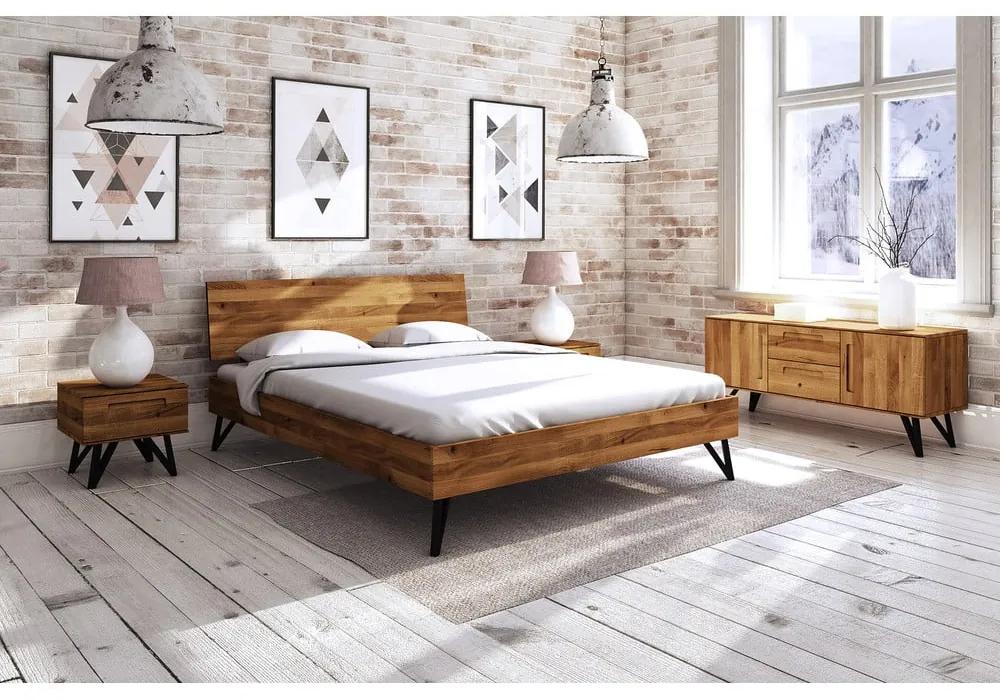 Dvoulůžková postel z dubového dřeva 200x200 cm Golo 2 - The Beds