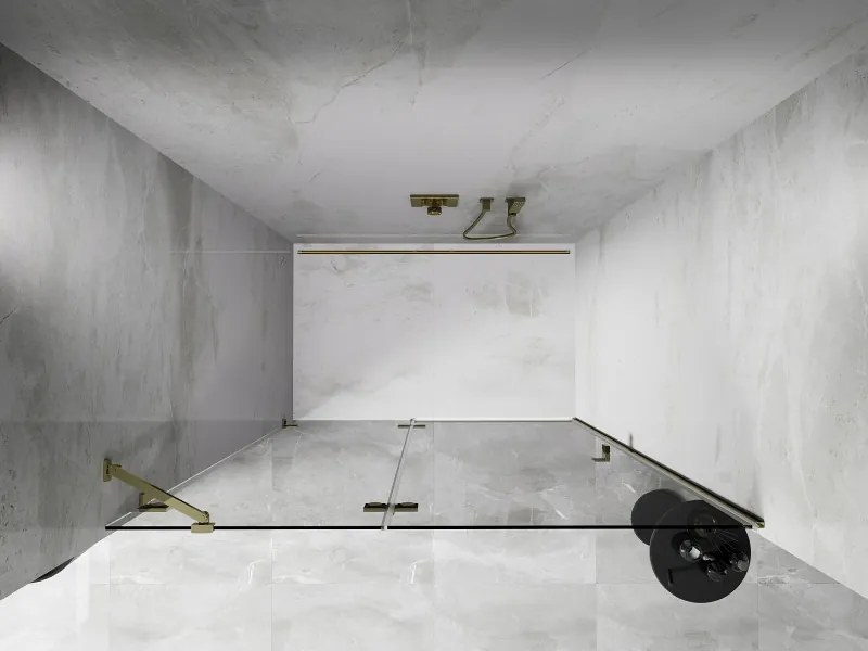 Mexen, Mexen Lunar levé otočné sprchové dveře 130 cm, transparentní, zlaté - 834-130-000-50-00-L