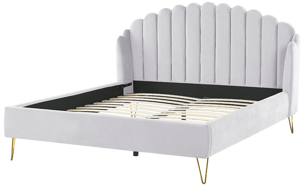Sametová postel 180 x 200 cm šedá AMBILLOU Beliani