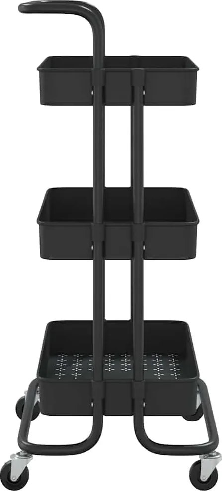 Kuchyňský vozík se 3 patry černý 42x35x85 cm železo a ABS 336335