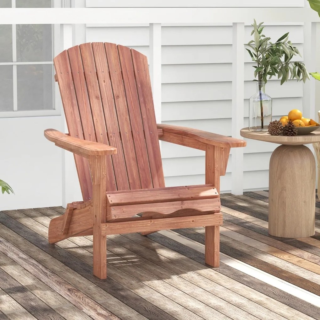 Costway Skládací dřevěná židle Adirondack s nosností 180 kg zahradní židle