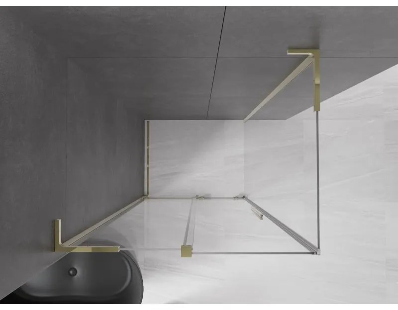 Mexen Velar L, sprchový kout s posuvnými dveřmi 110 x 120 cm, 8mm čiré sklo, zlatá lesklá, 871-110-120-03-50