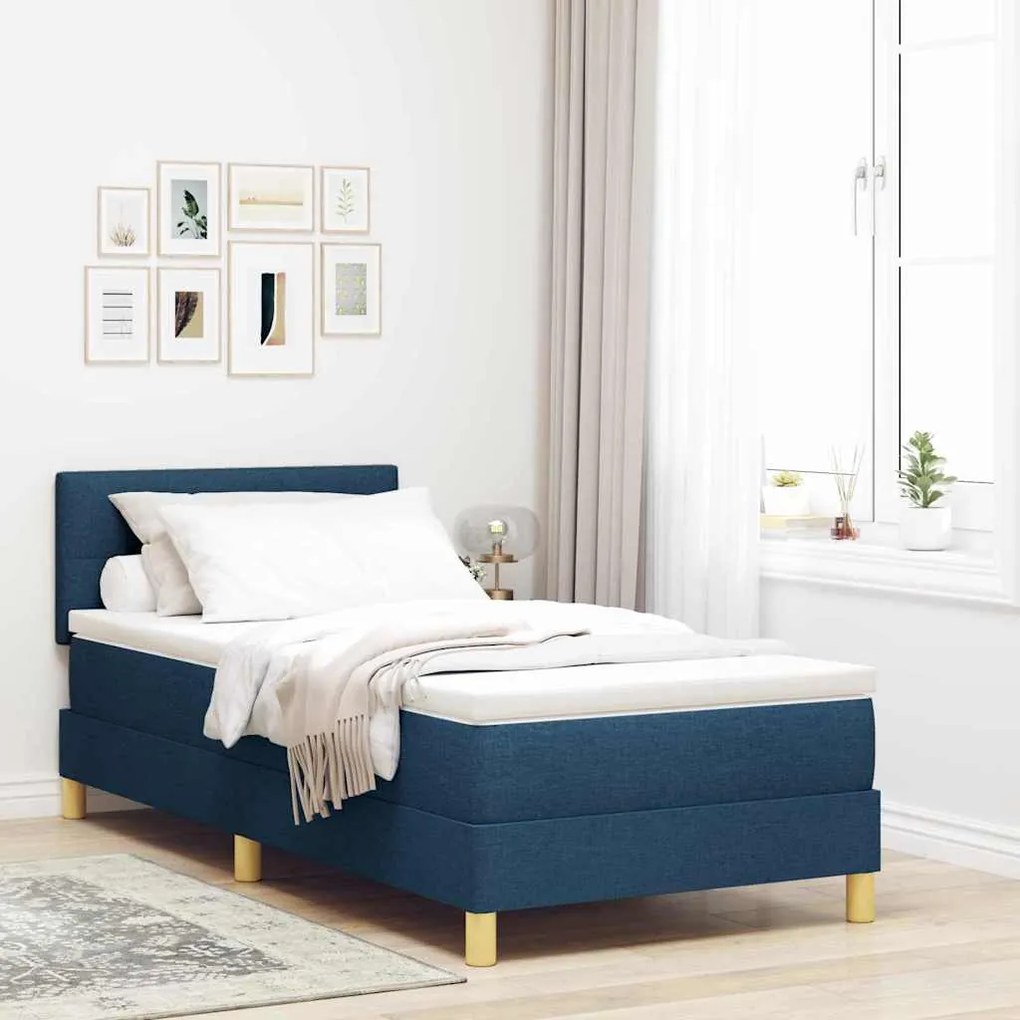 Postel s boxspringem s polštářem Modrá 80 x 200 cm textil 3338880