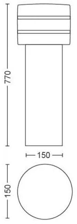 PH 17406/47/P0 Hue White Venkovní sloupkové svítidlo Philips Tuar 17406/47/P0 nerez, 2700K, 77cm - PHILIPS HUE (915005561701)