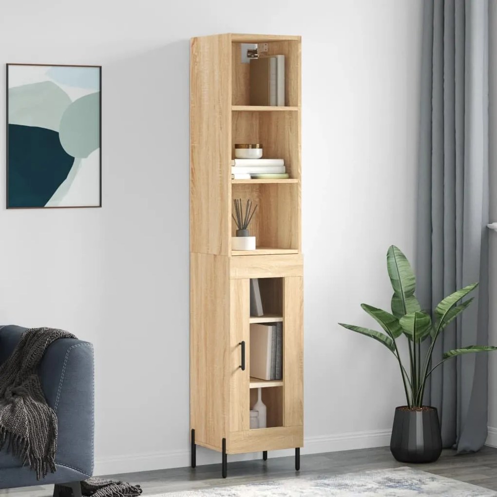 vidaXL Skříň highboard 34,5 x 34 x 180 cm kompozitní dřevo [3189908] Barva: kouřový dub