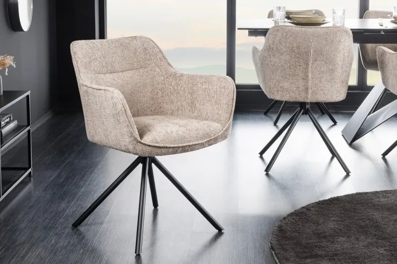 Designová otočná židle Rahiq šampaňská