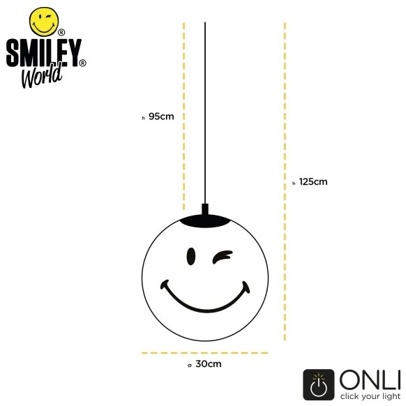 ONLI - Dětský lustr na lanku SMILEY 1xE27/15W/230V žlutá