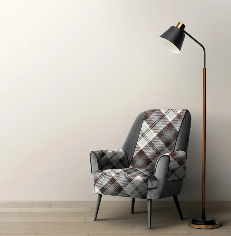 Ervi dekorační přehoz na křeslo - Tradiční šedý tartan