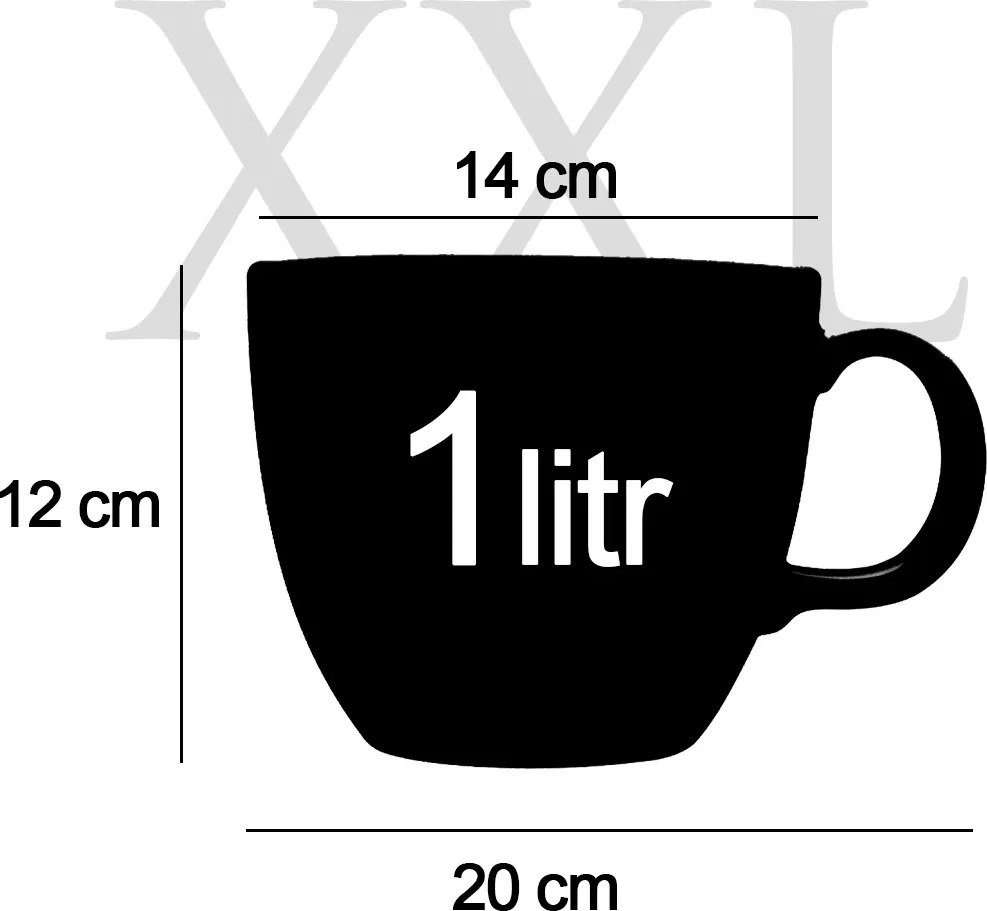 Personalizovaný MEGA XXL keramický hrnek 1000 ml s květinovým ohraničením