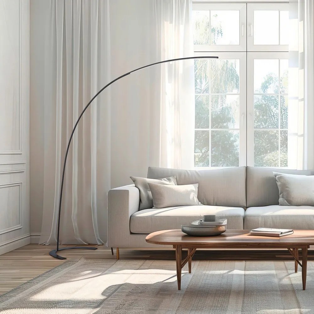 Tmavě hnědá LED stmívatelná stojací lampa (výška 210 cm) Shanghai – Trio