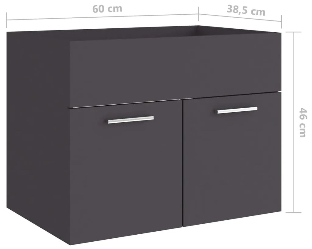 Skříňka pod umyvadlo šedá 60 x 38,5 x 46 cm dřevotříska - Default Title