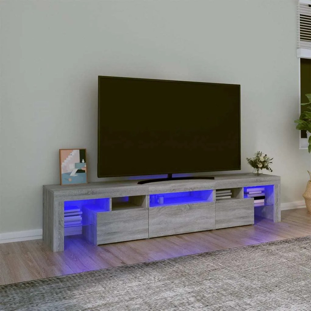 vidaXL TV skříňka s LED osvětlením 200x36,5x40 cm [3152810] Barva: bílá s vysokým leskem