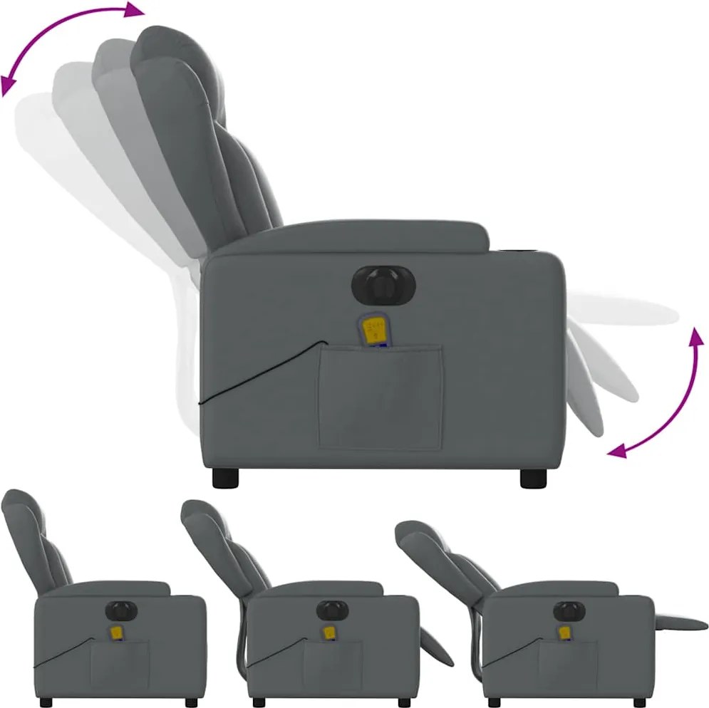Elektrické masážní polohovací křeslo šedé umělá kůže 3204540