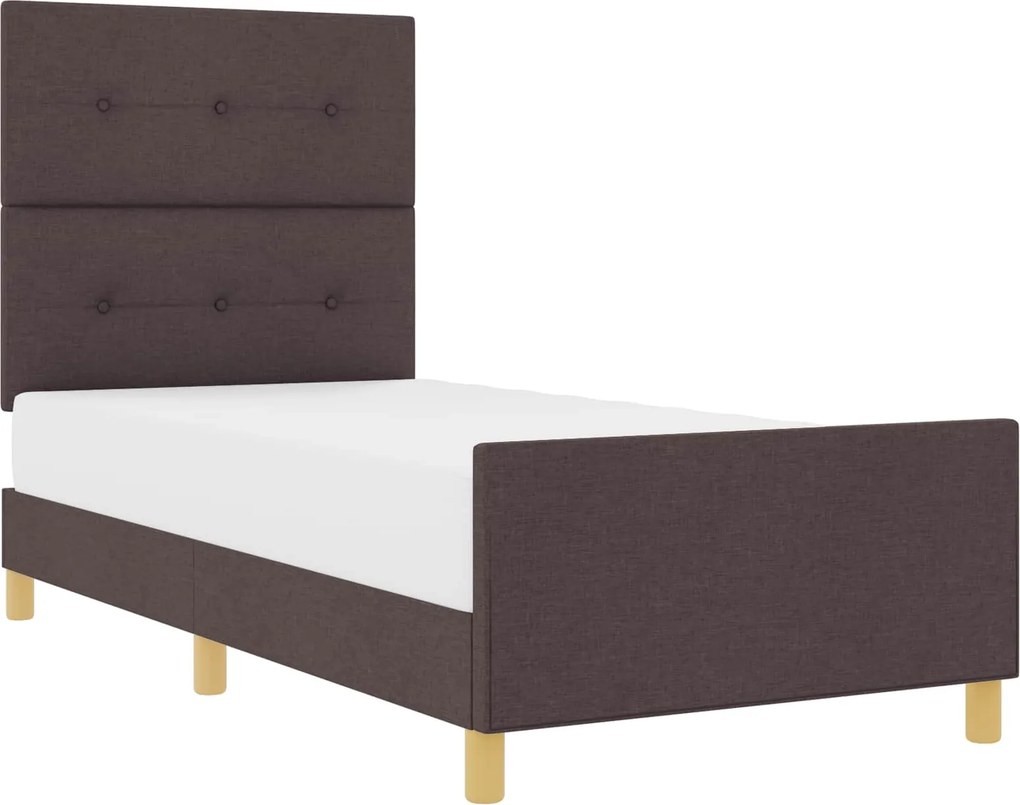 Rám postele s čelo Tmavě hnědá 80 x 200 cm textil 3344686