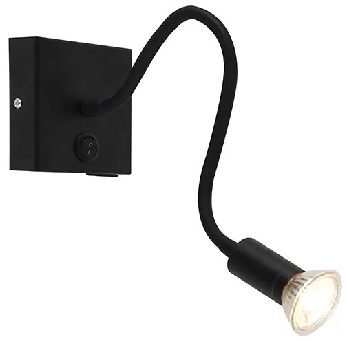 Moderní flexibilní nástěnné svítidlo USB černé - Zeno