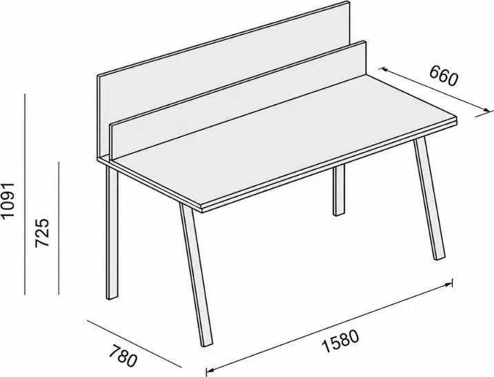 Kancelářský psací stůl SINGLE LAYERS s přepážkami, bílá / šedá