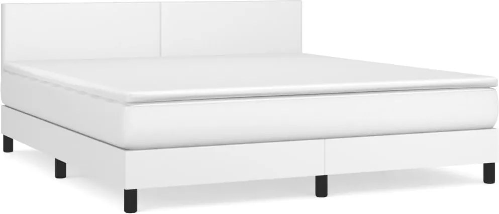 Box spring postel s matrací bílá 160x200 cm umělá kůže 3141012