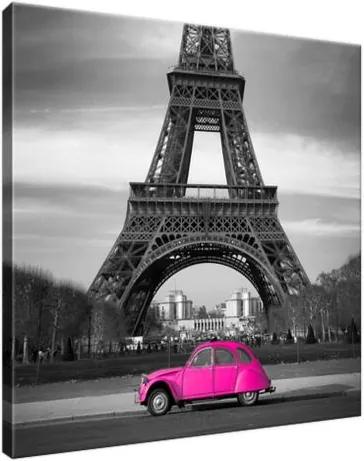 Obraz na plátně Růžové auto v Paříži 30x30cm 2004A_1AI