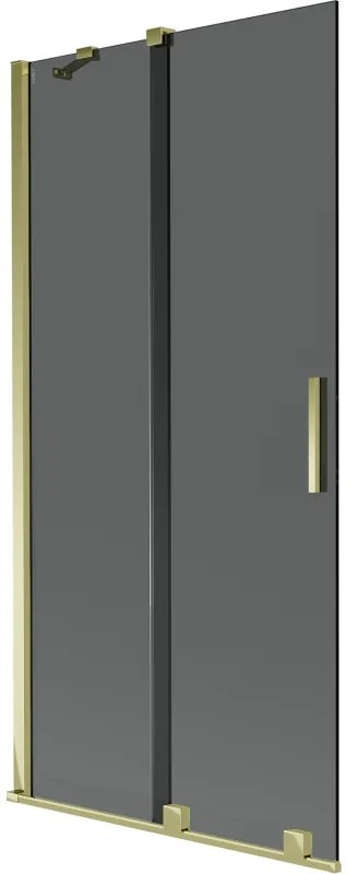 Mexen Velar, 2-křídlová posuvná vanová zástěna 95 x 150 cm, 8mm šedé sklo, zlatá lesklá, 896-095-000-41-50