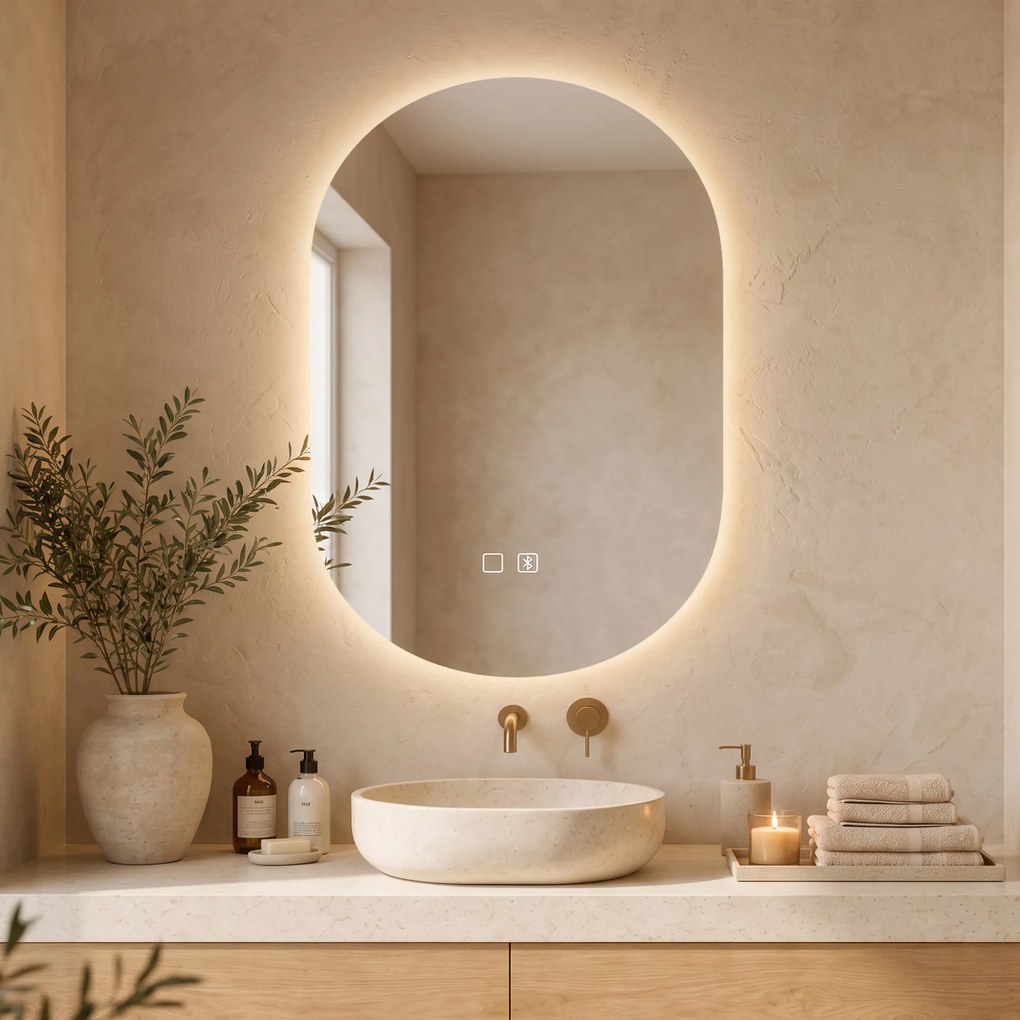 HOMCOM LED koupelnové zrcadlo 50 × 70 cm s Bluetooth