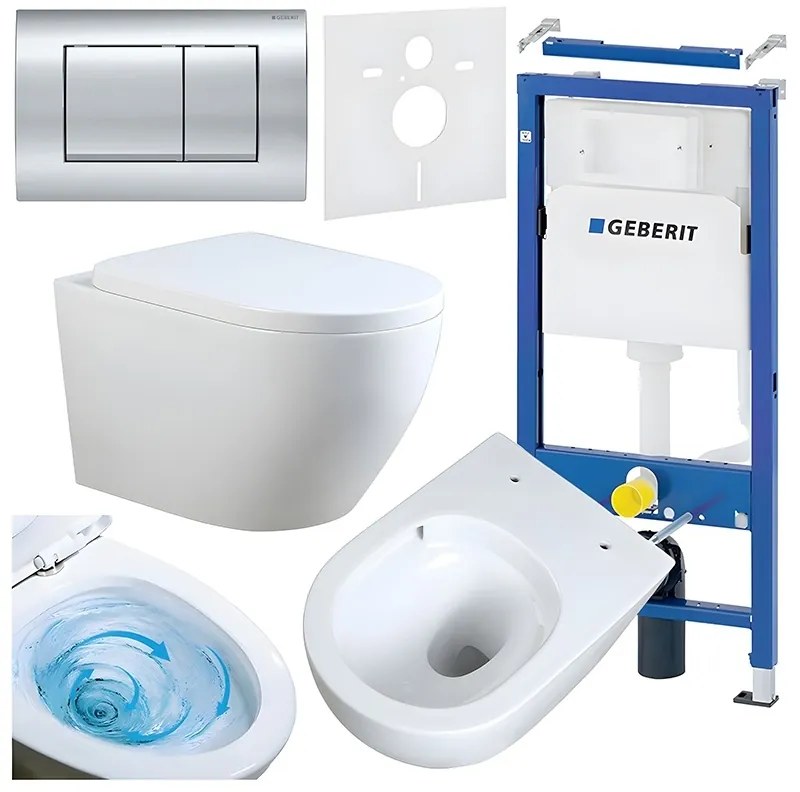 BPS-koupelny Podomítkový modul Geberit DuoFix s WC mísou MU-WH-TR-02 + ovládací tlačítko Delta 30 chrom
