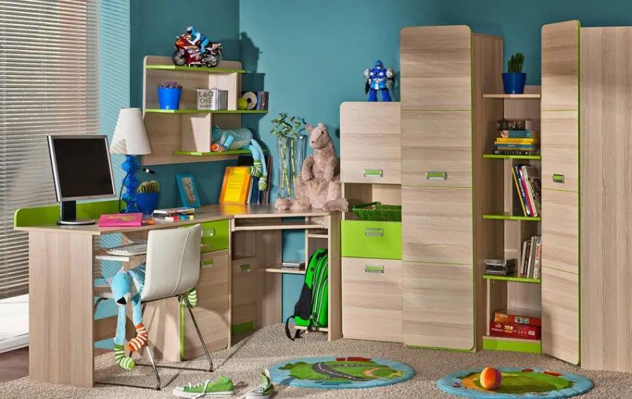 Casarredo - Komfort nábytek Dětský regál LIMO L3 se zásuvkami i dvířky, zelený