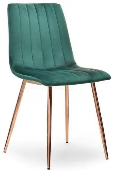 design4life Jídelní židle MEGGY zelený velur, měděná podnož