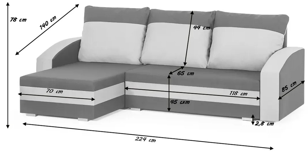 Rohová sedací souprava s funkcí spaní JAN Fialová/Popelová