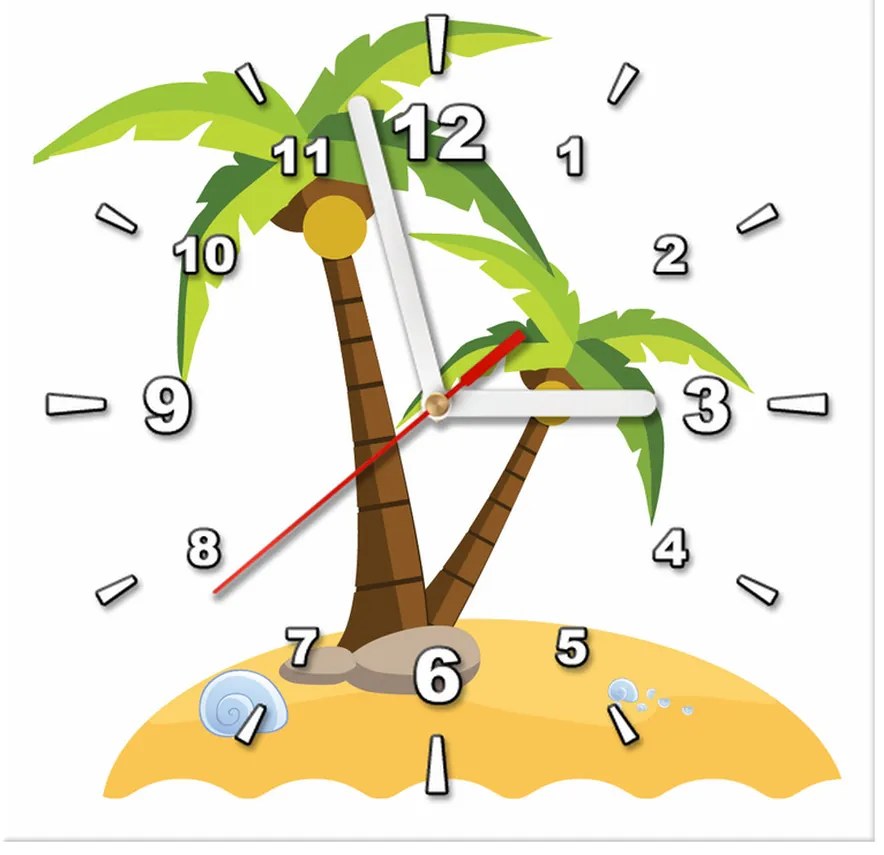 Gario Obraz s hodinami Ostrůvek se dvěma palmami Rozměry: 40 x 40 cm