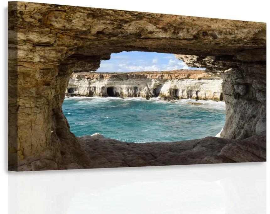 3D obraz moře ve skále Velikost (šířka x výška): 120x80 cm