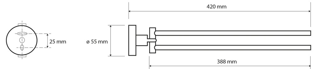 Sapho Sapho, X-ROUND dvojitý držák ručníků 420mm, otočný, chrom, XR405