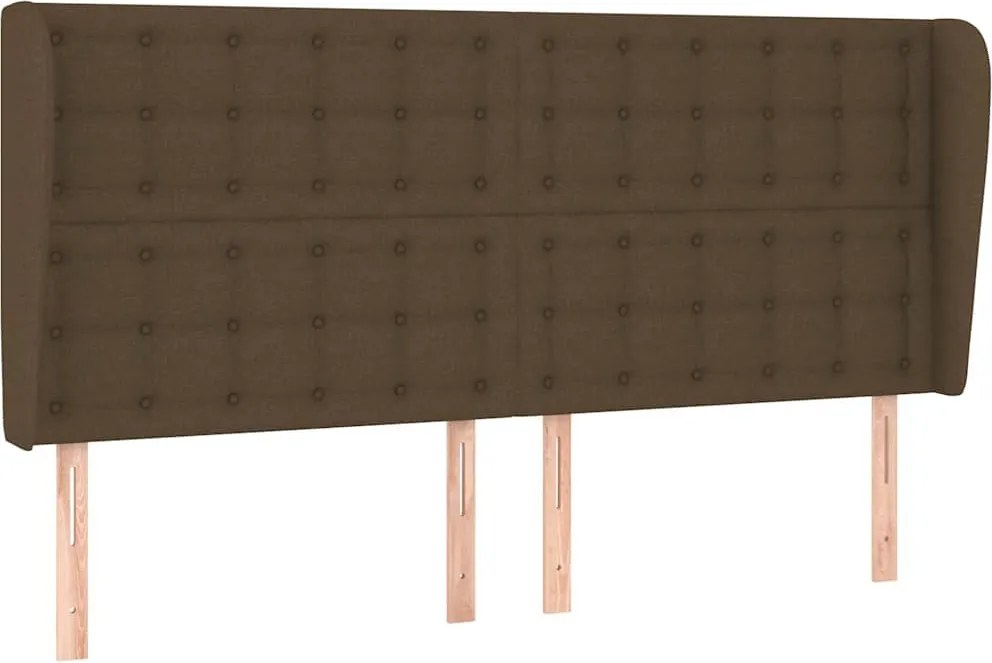 Čelo postele typu ušák tmavě hnědé 163x23x118/128 cm textil 3118399