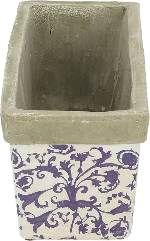 BETONOVÝ KVĚTINÁČ KELLY 15X39,5 CM BÍLÁ/MODRÁ
