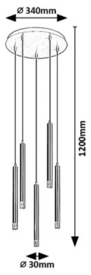 Rabalux 72361 - Lustr na lanku RAMIRA 5xG9/5W/230V zlatá