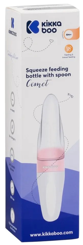 Lahvička silikonová se lžičkou 90ml Comet Pink