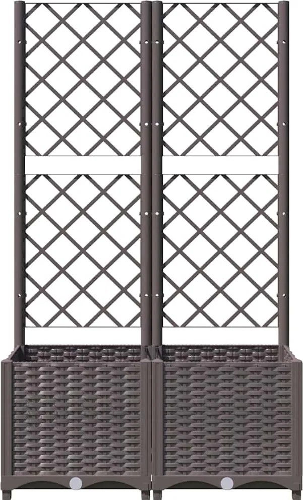 Zahradní truhlík s treláží hnědý 80 x 40 x 136 cm PP 318261