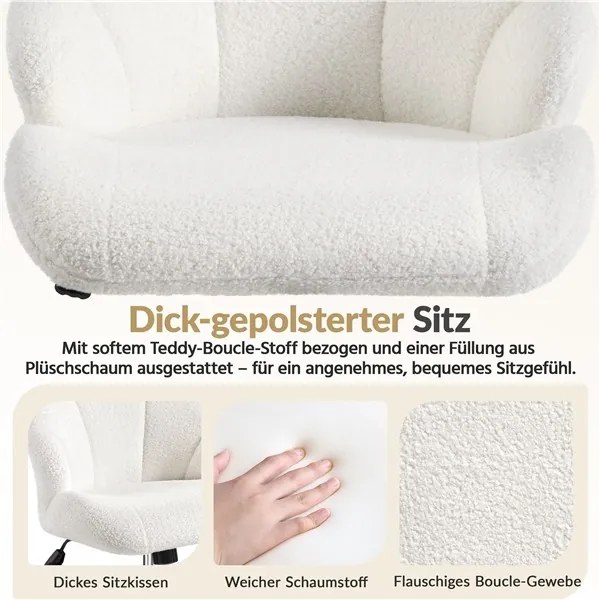 Kancelářská židle Yaheetech – sněhově bílá, polyester (267310100420)