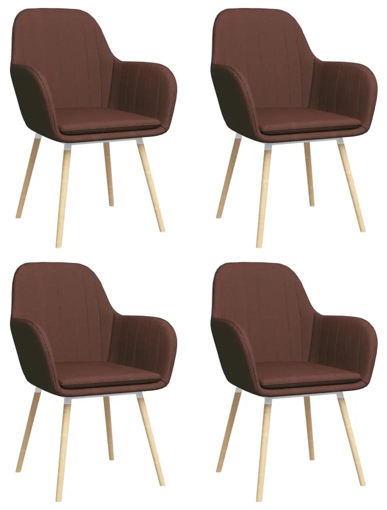 3055758 vidaXL Jídelní židle s područkami 4 ks hnědé textil