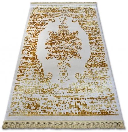 koberec AKRYL MANYAS 192AA, střapce, slonová kost, zlatá velikost 80x150 cm | krásné koberce cz