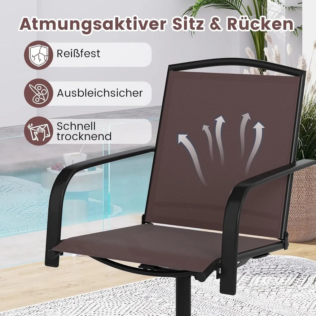 Costway Sada 2 360° otočných zahradních židlí s rychleschnoucími látkovými