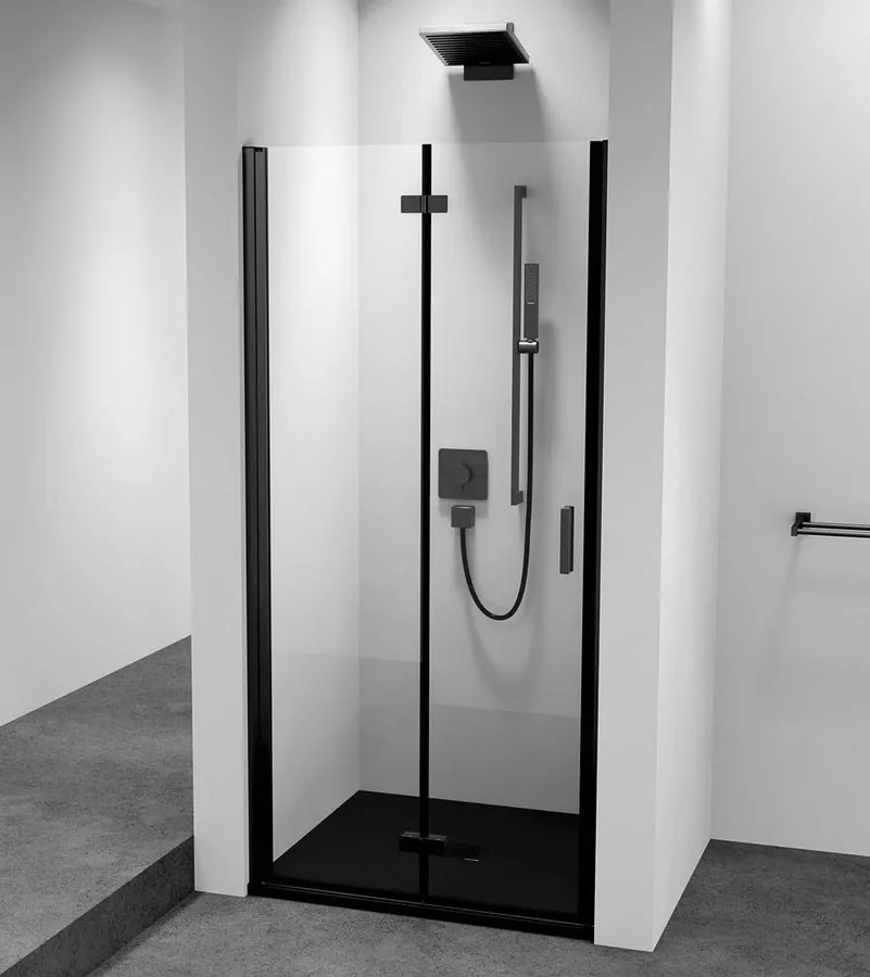 Polysan Polysan, ZOOM LINE BLACK sprchové dveře skládací 700 mm, levé, čiré sklo, ZL4715BL